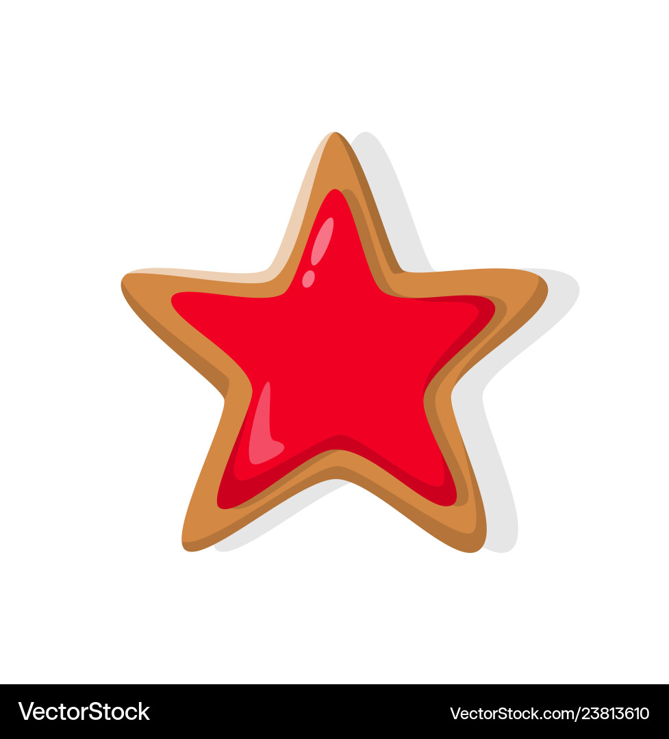 Star bright red baked holiday gingerbread Vector Image