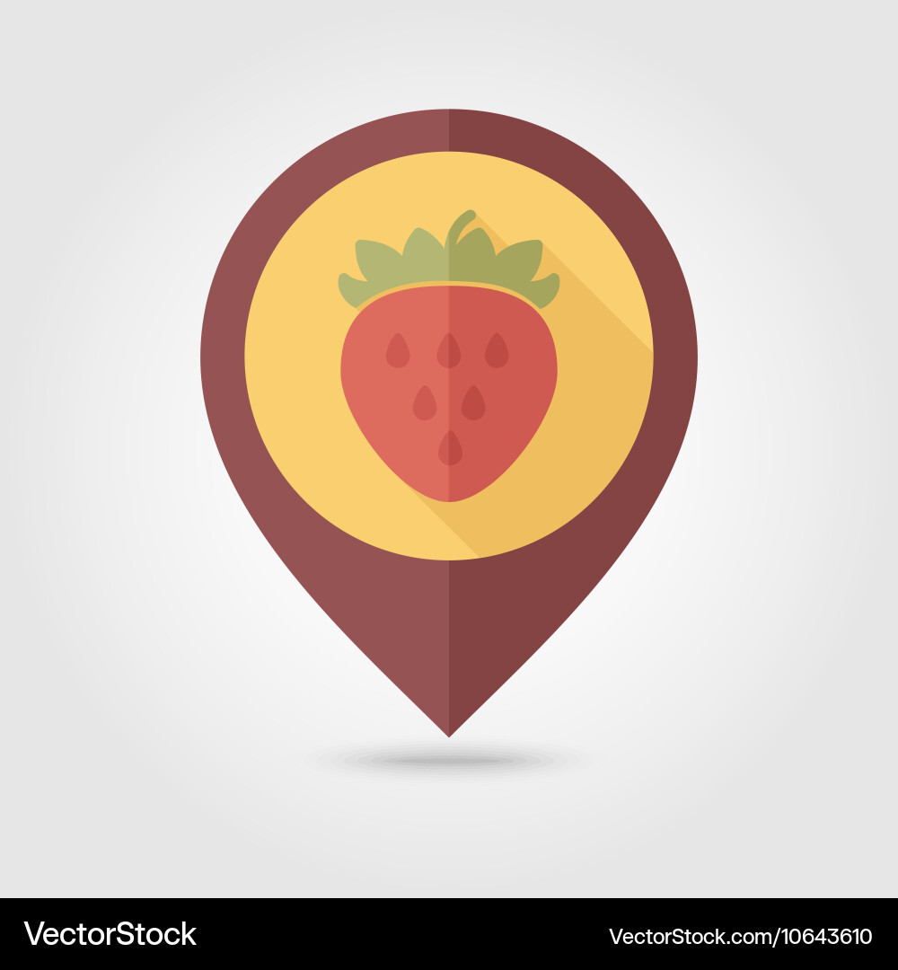 Strawberry flat pin map icon berry fruit Vector Image