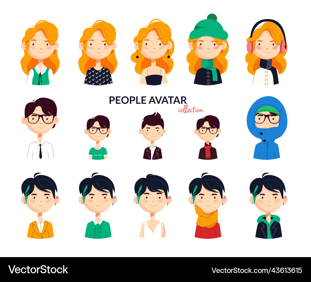 A set of three cute stylized characters Royalty Free Vector