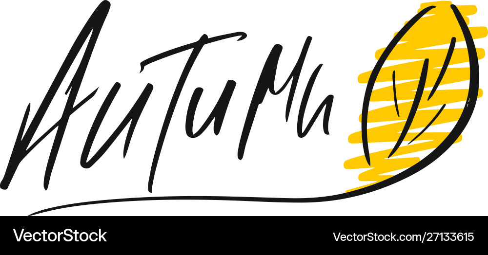 Autumn hand drawn lettering text on white Vector Image