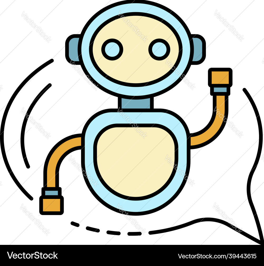 Chat bot in a bubble icon color outline Royalty Free Vector