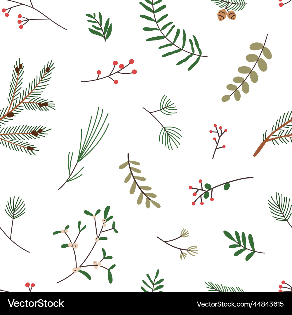 Christmas floral pattern seamless nature Vector Image