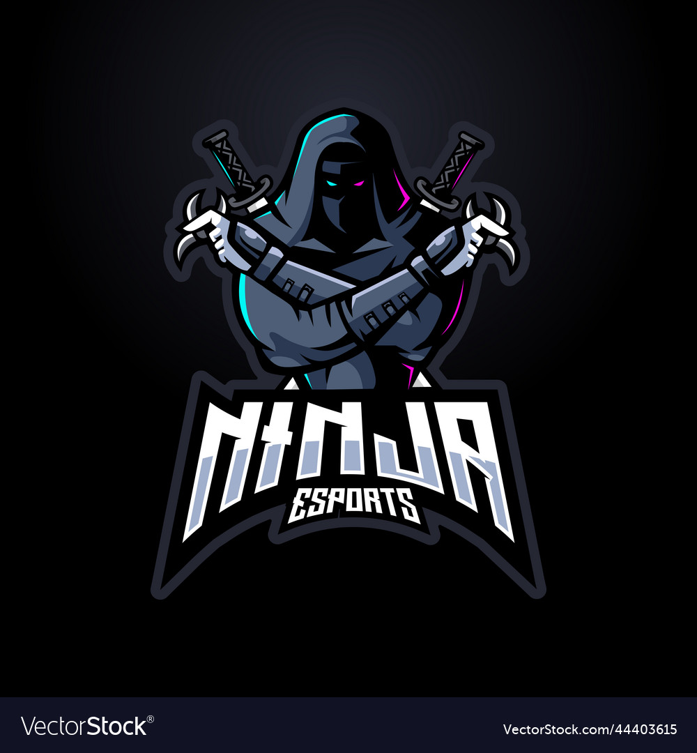 Dark ninja mascot logo Royalty Free Vector Image