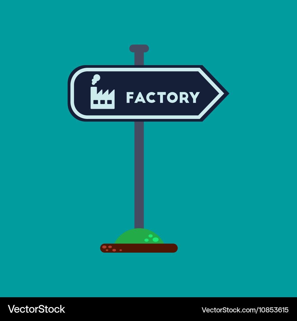 Flat icon on background sign factory Royalty Free Vector