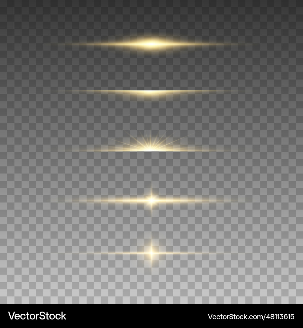 Gold color shining star collection Royalty Free Vector Image