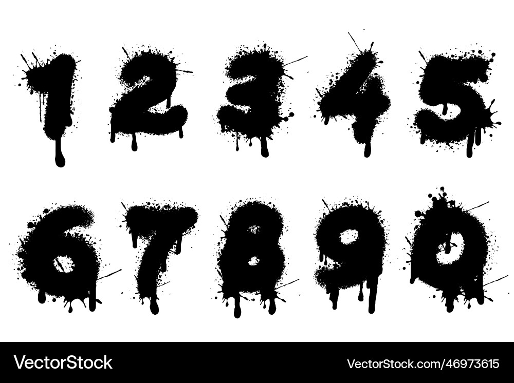 Graffiti numbers on white lettering sprayed Vector Image