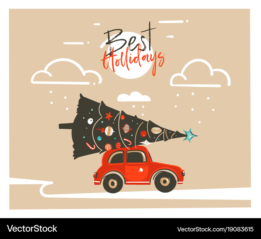 Hand drawn merry christmas time cartoon Royalty Free Vector