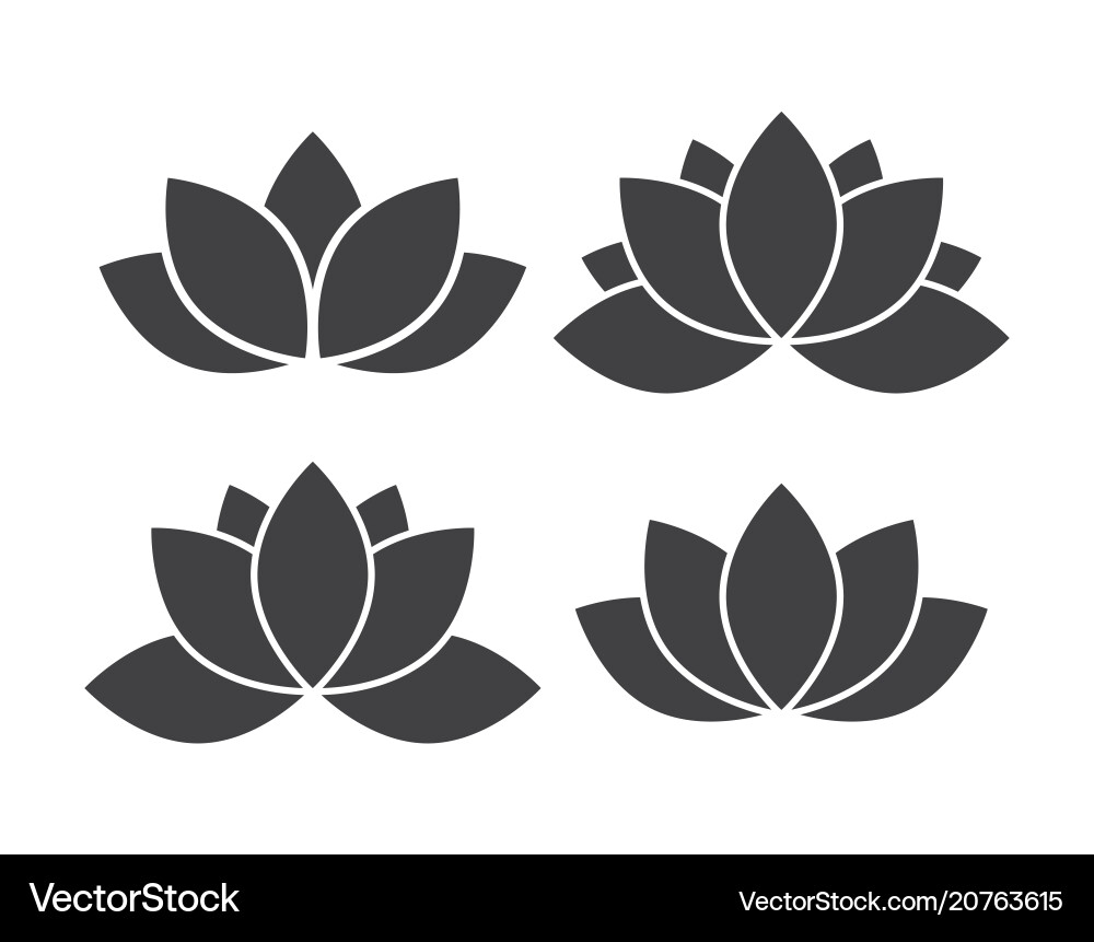 Lotus flower icon set Royalty Free Vector Image