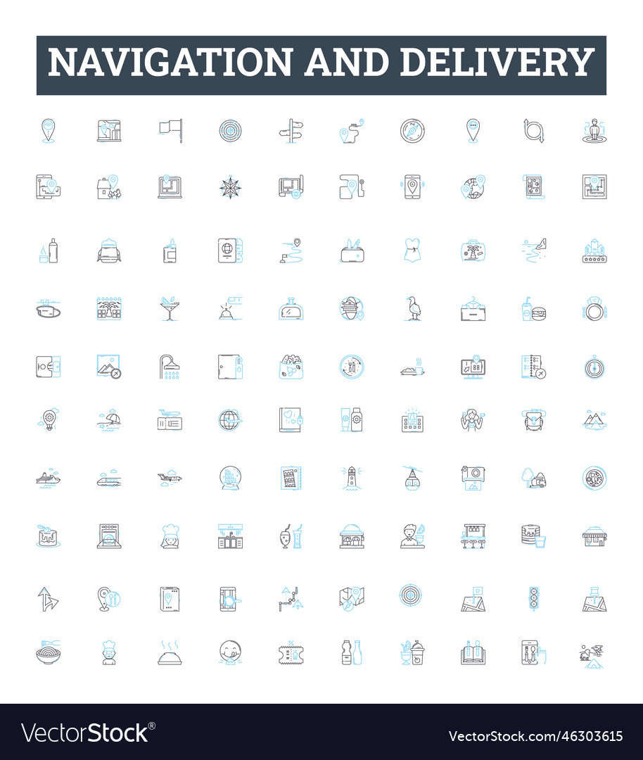 Navigation and delivery line icons set Royalty Free Vector Navigation and delivery line icons set Royalty Free Vector