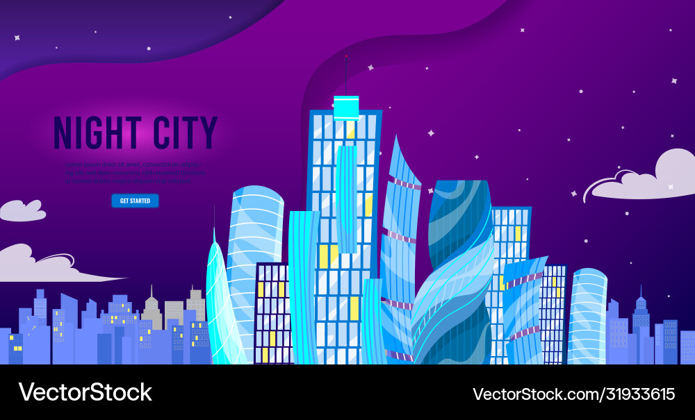 Night city neon banner Royalty Free Vector Image