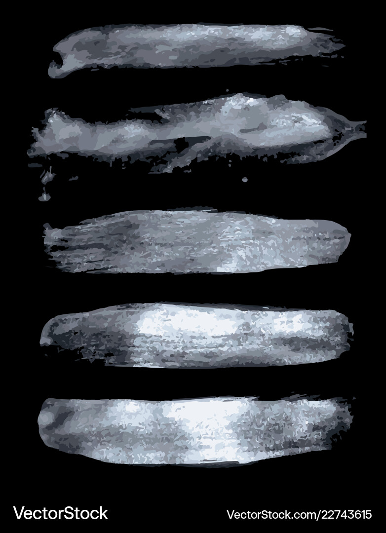 Set of silver brushes on a black Royalty Free Vector Image