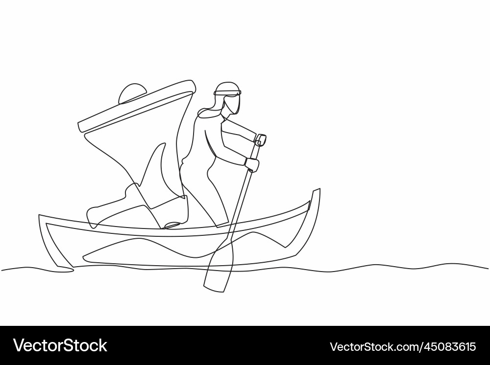 Single one line drawing arabian businessman Vector Image
