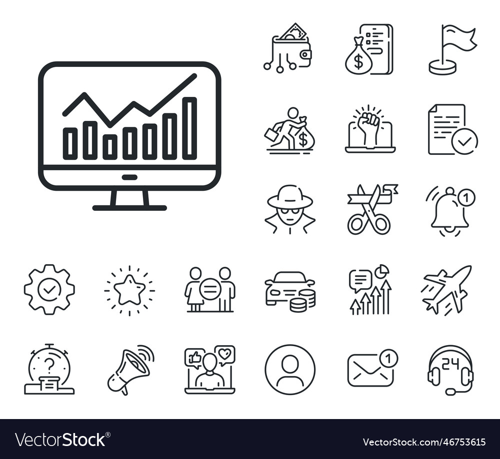 Statistics line icon data analysis sign Royalty Free Vector