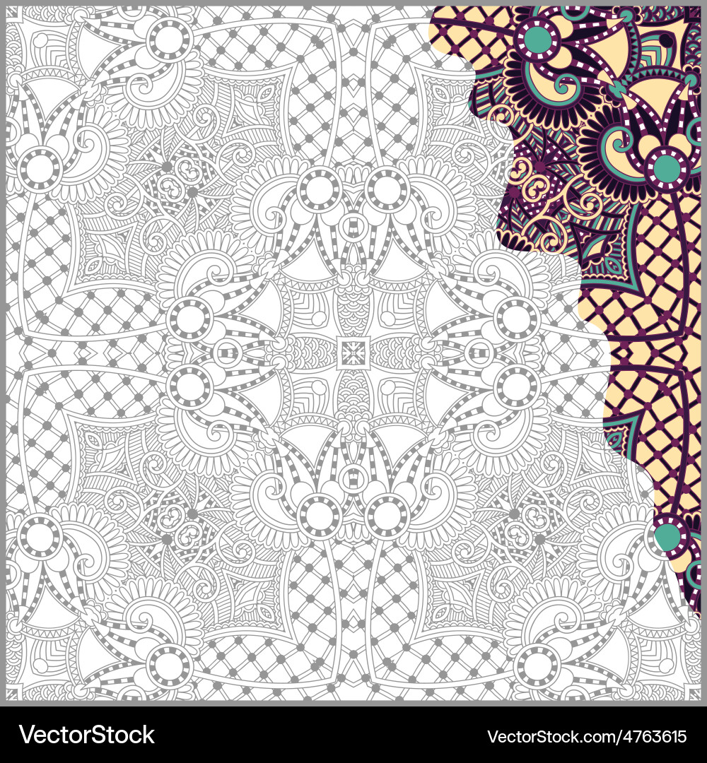 Unique coloring book square page for adults Vector Image
