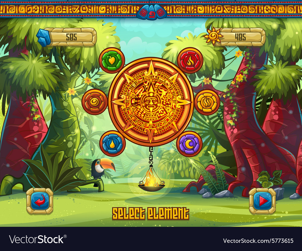 Window select the elements to a computer game Vector Image