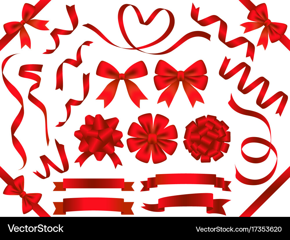 A set of various red ribbons Royalty Free Vector Image