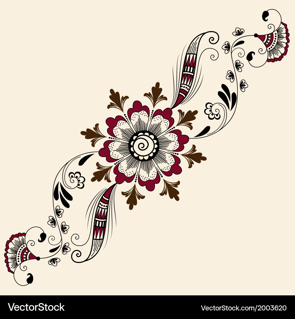 Abstract floral elements in indian mehndi style Vector Image