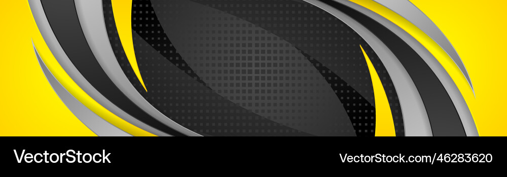 Abstract yellow black corporate wavy banner design