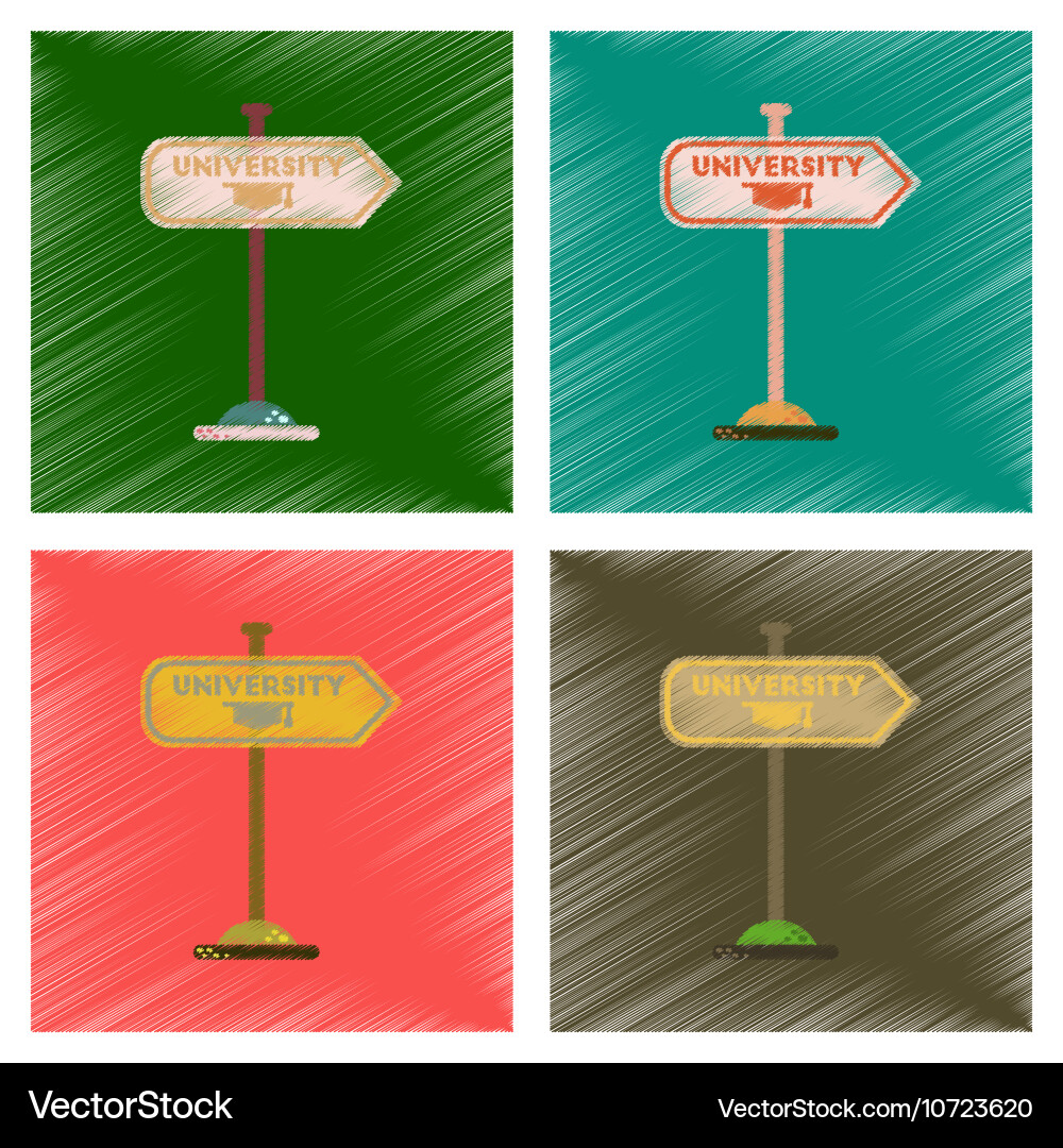 Assembly flat shading style icons university sign Vector Image