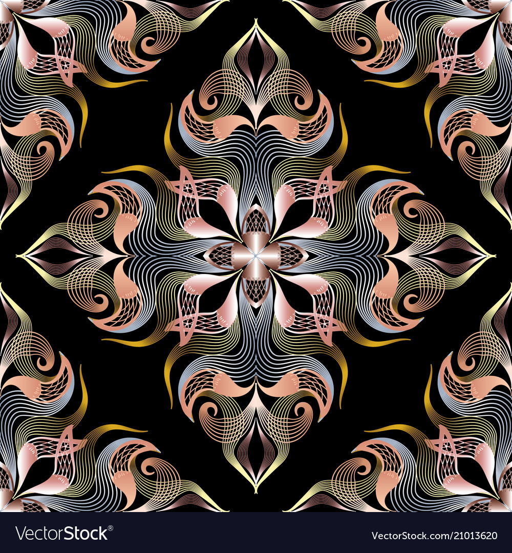 Beautiful 3d damask seamless pattern patterned Vector Image