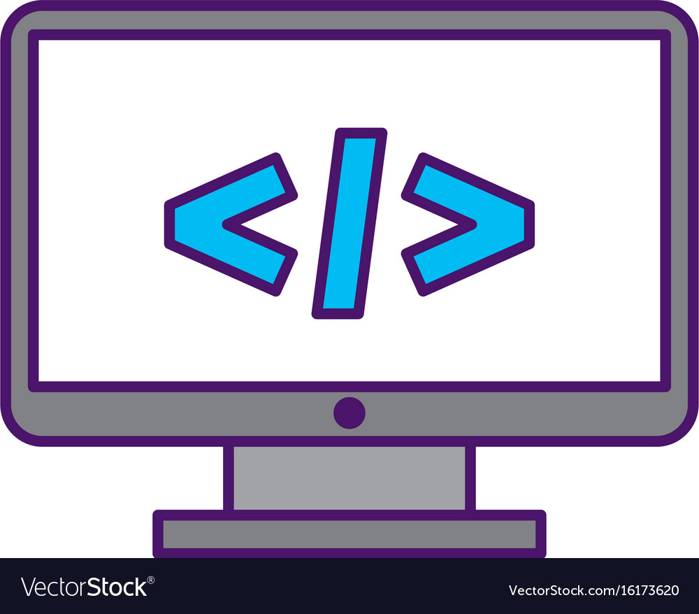 Computer desktop with progamming language Vector Image