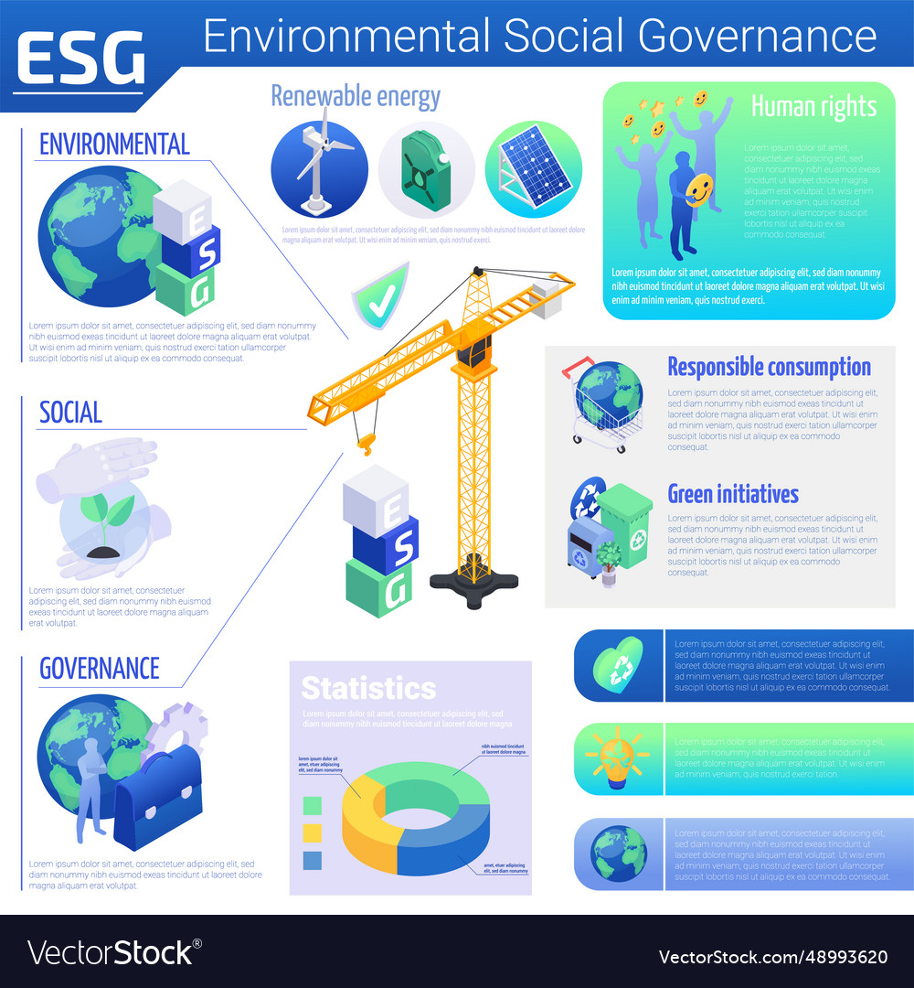 Esg isometric infographic Royalty Free Vector Image