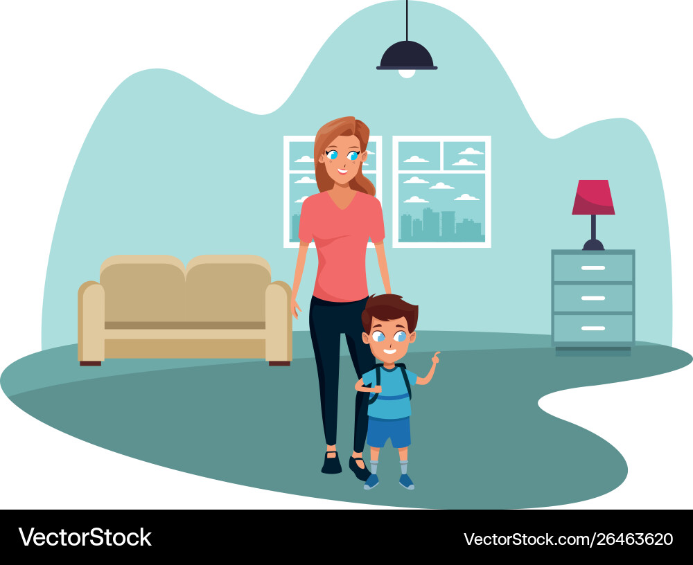 Family single mother with kid Royalty Free Vector Image