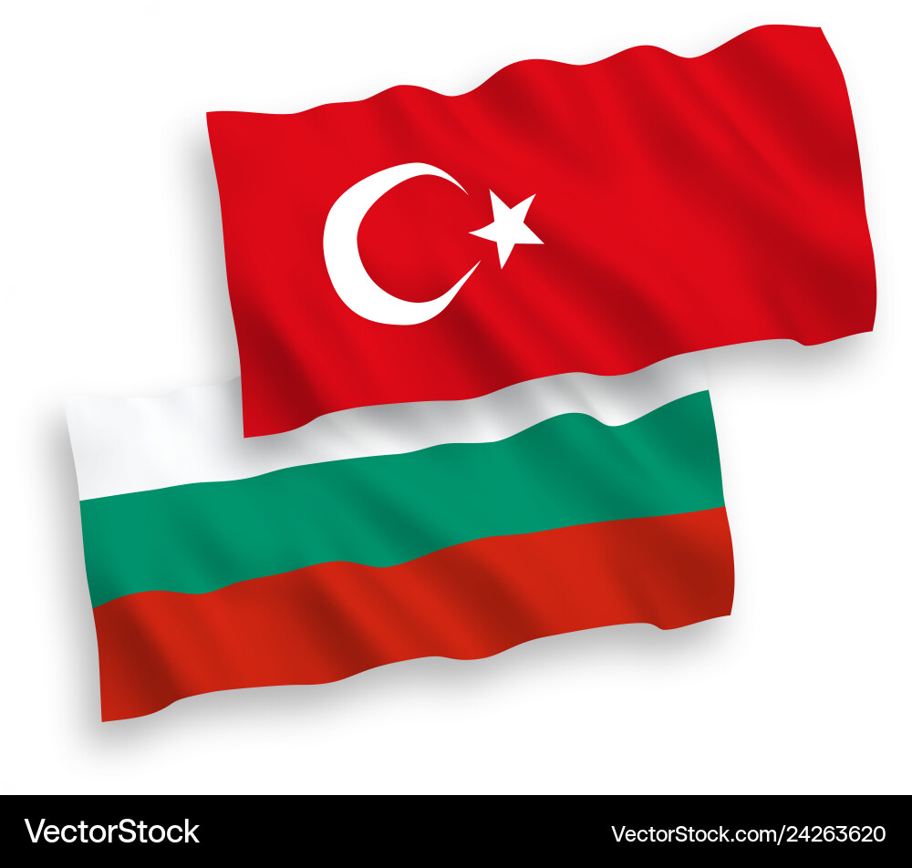 Flags turkey and bulgaria on a white background Vector Image