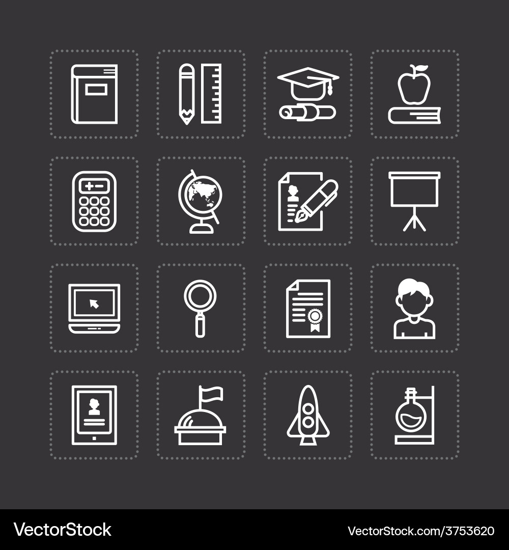 Flat icons set of education school tools Vector Image