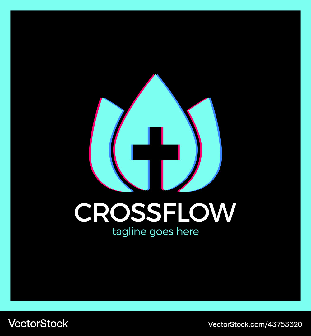 Flower cross logo - church Royalty Free Vector Image