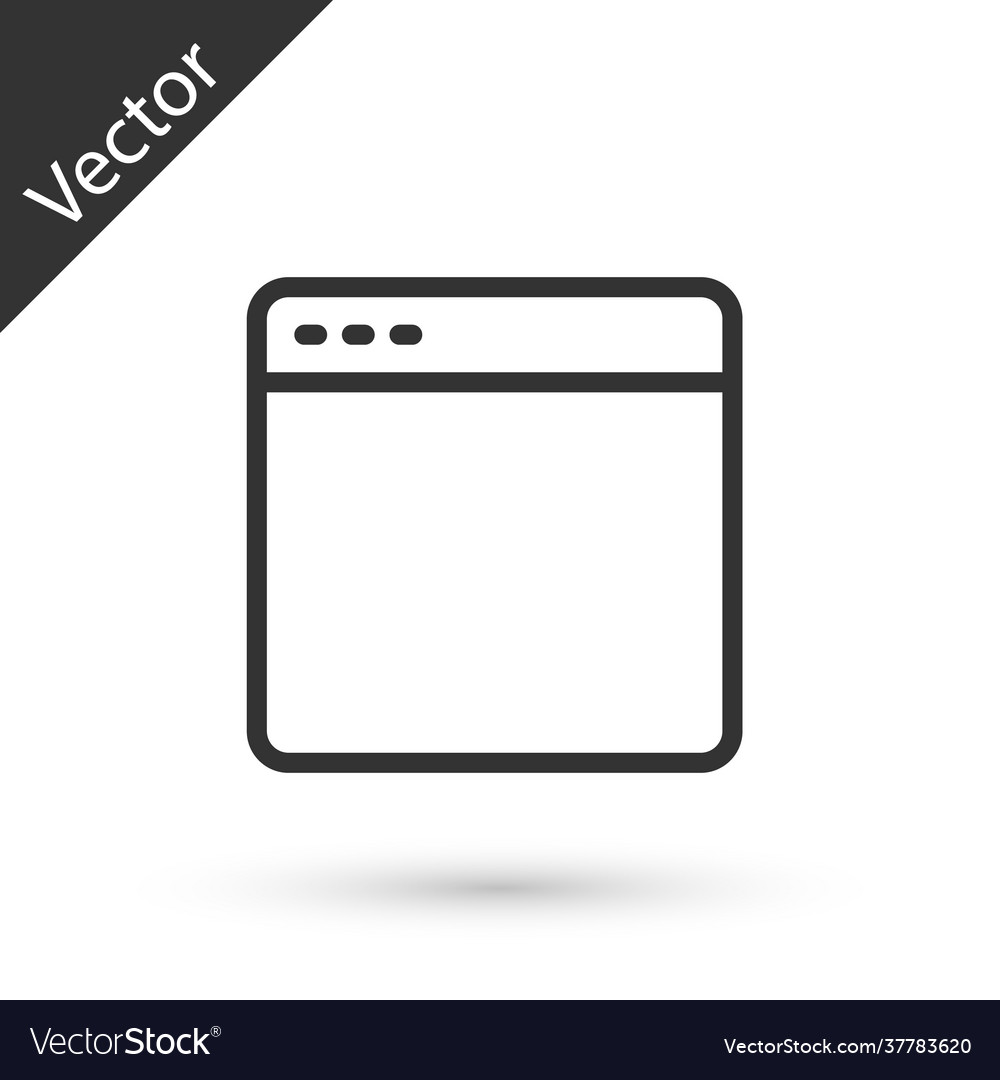 Grey line browser window icon isolated on white Vector Image
