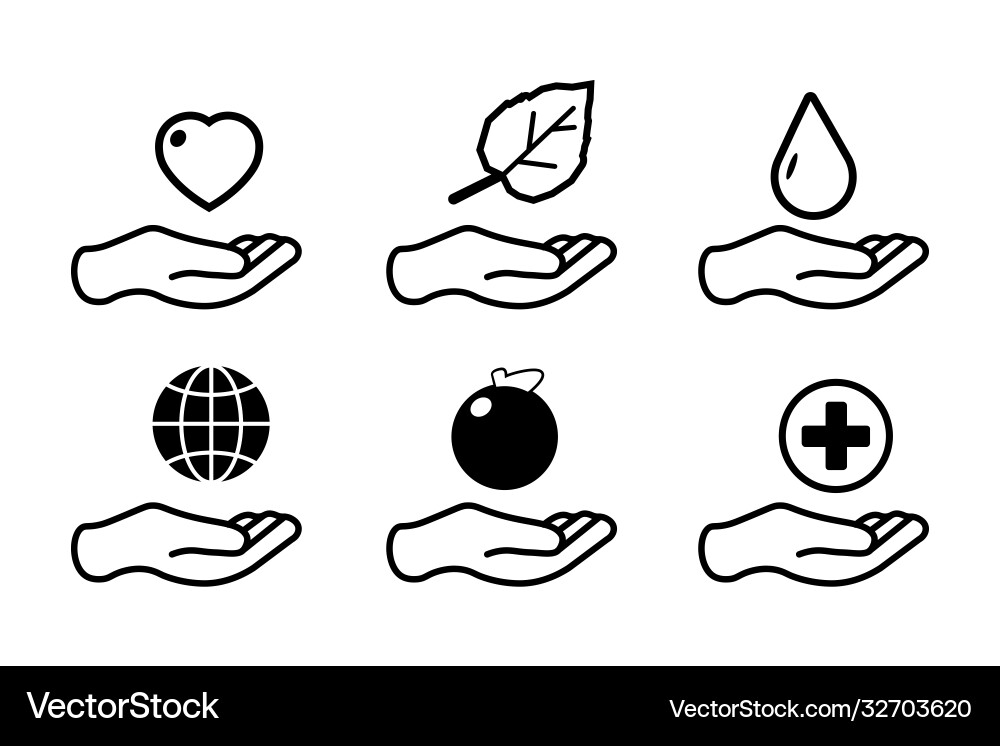 Holding icons set 6 outline Royalty Free Vector Image