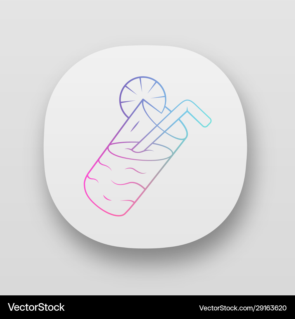 Lemonade glass with straw app icon summer Vector Image