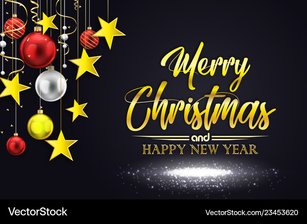 Merry christmas on black ba Royalty Free Vector Image