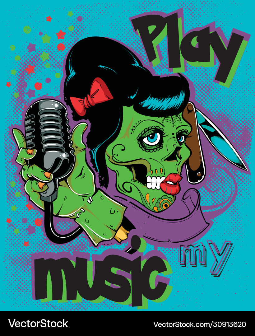 Play my music poster Royalty Free Vector Image