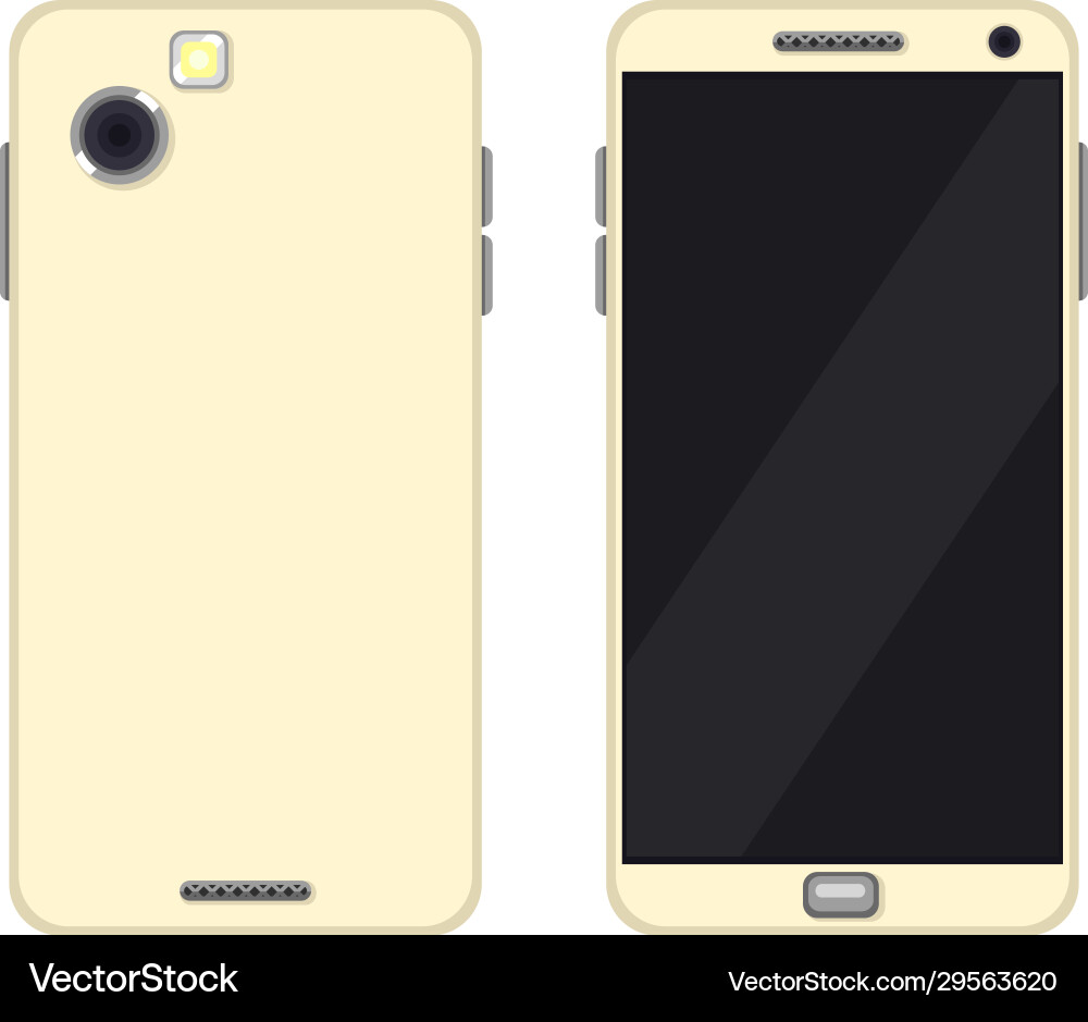 Set flat smartphone back and front view Royalty Free Vector