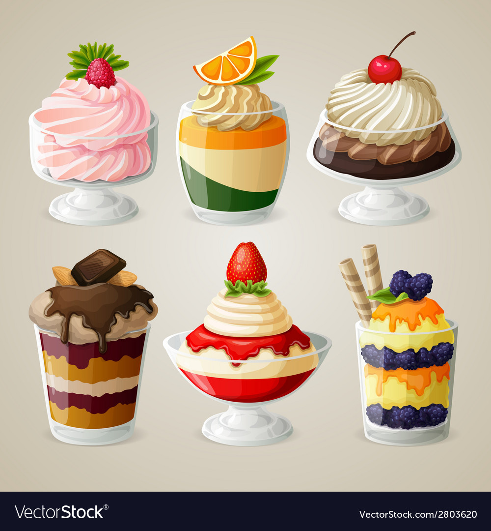 Sweets ice cream dessert set Royalty Free Vector Image