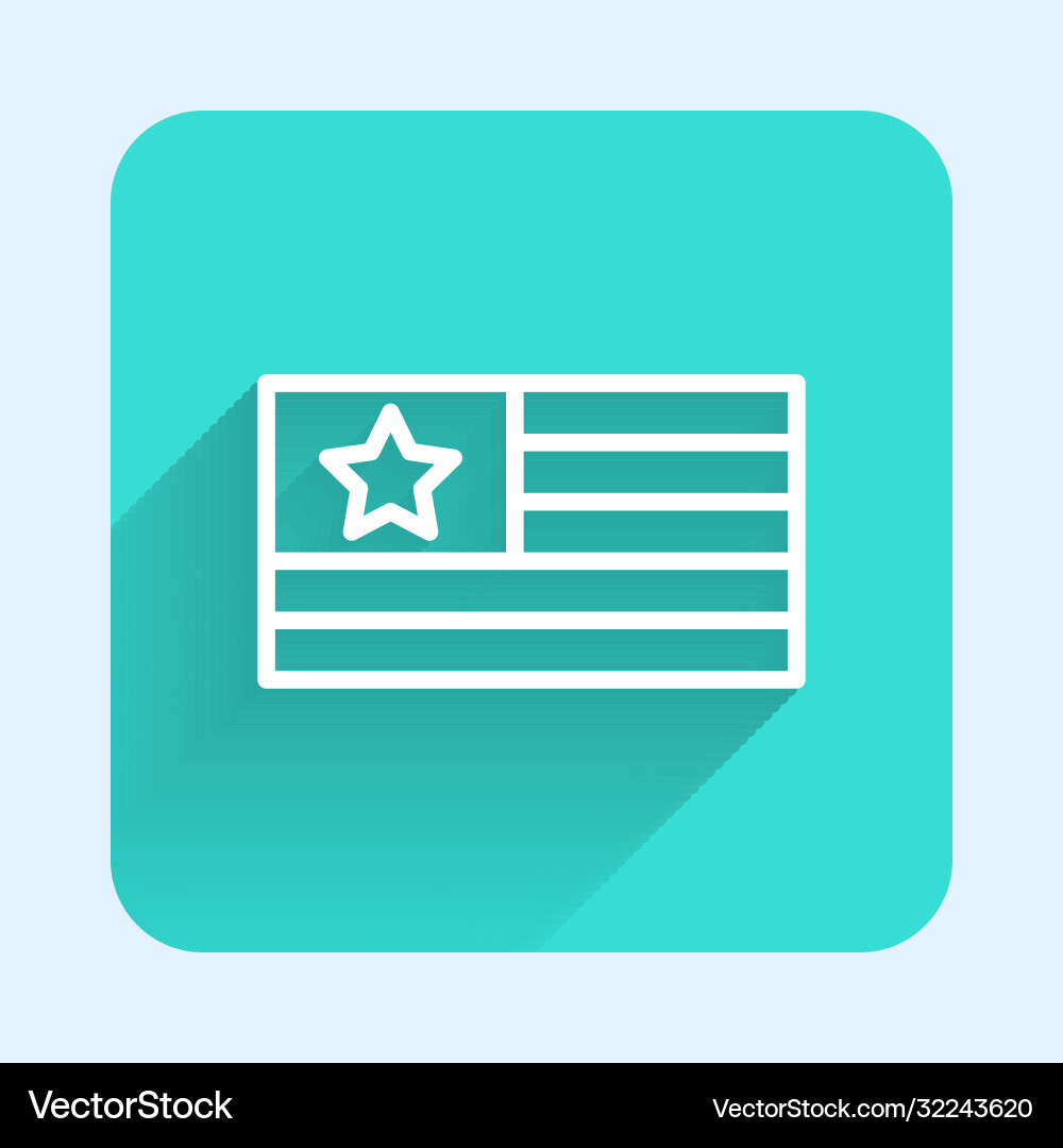 White line american flag icon isolated with long Vector Image