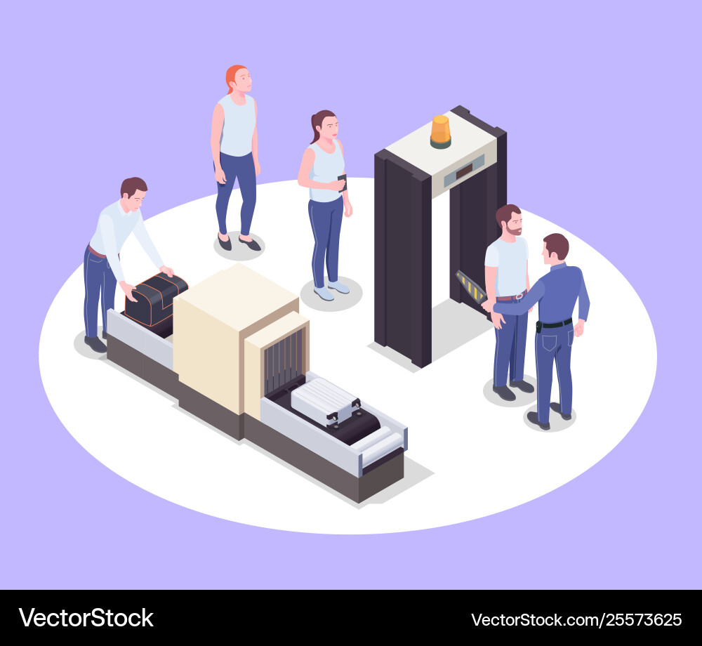 Airport security check composition Royalty Free Vector Image
