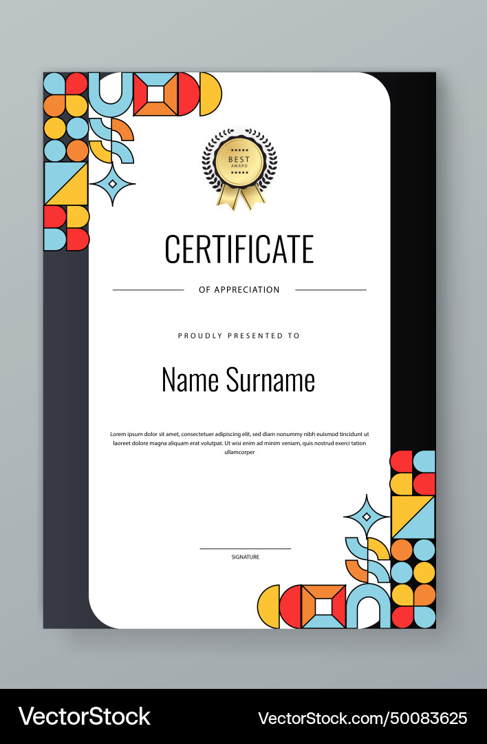 Colorful colourful modern certificate template Vector Image