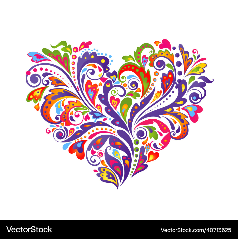 Colorful floral heart Royalty Free Vector Image