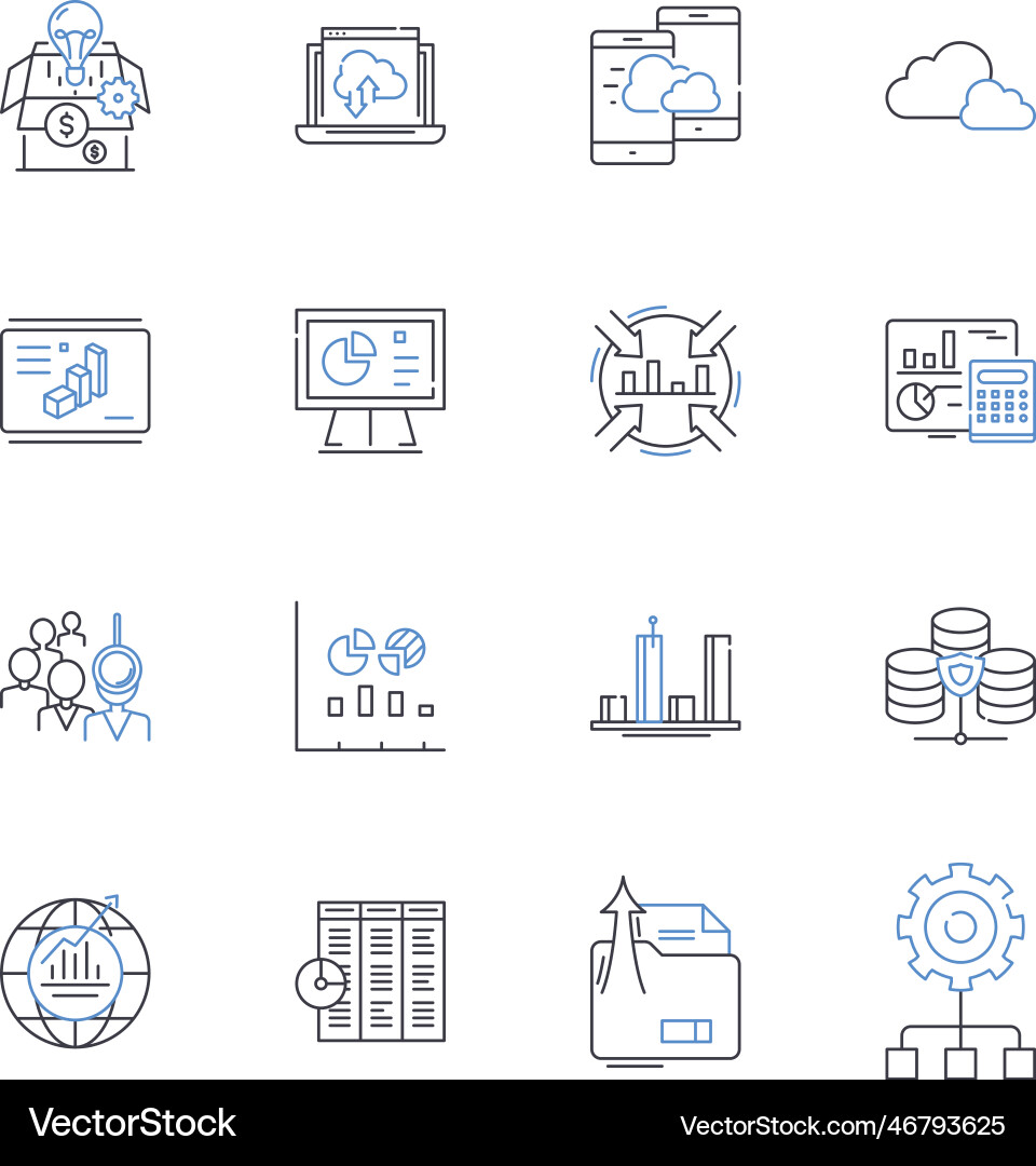 Engagement and involvement line icons collection Vector Image