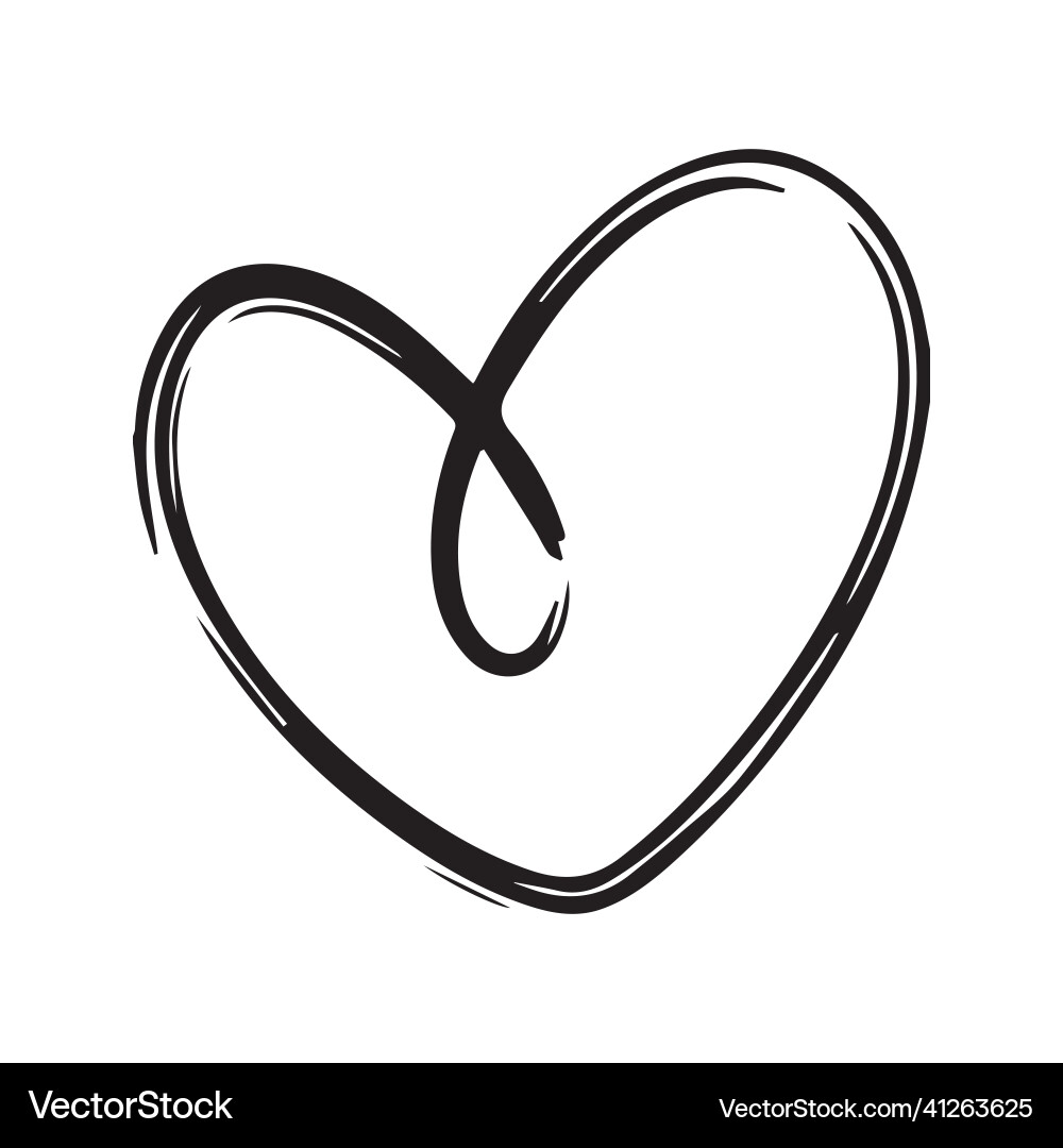 Hand drawn calligraphy heart isolated on white Vector Image