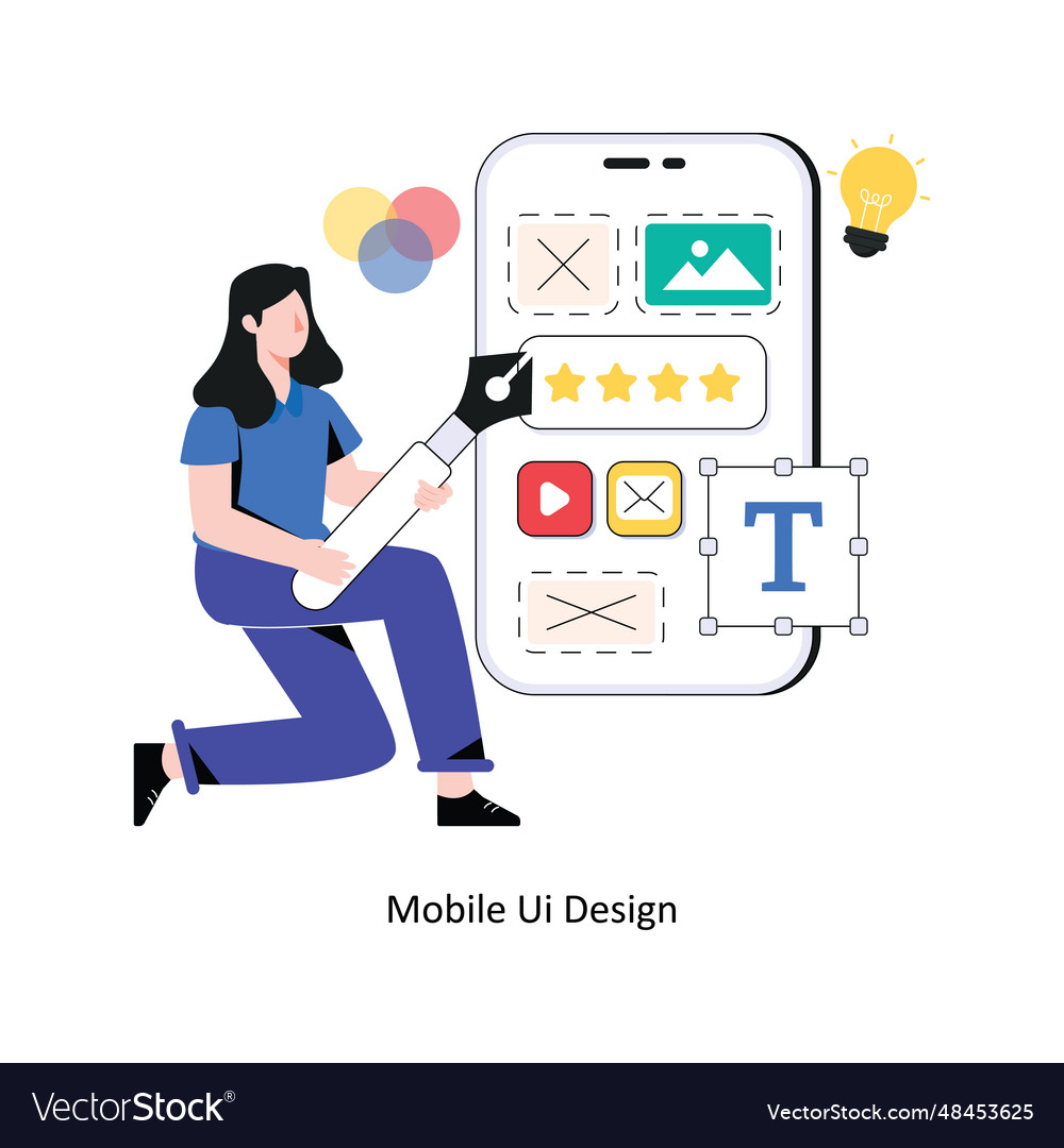 Mobile ui design flat style Royalty Free Vector Image