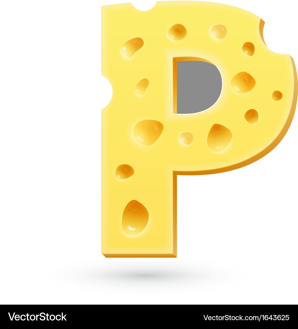 P cheese letter symbol isolated on white Vector Image
