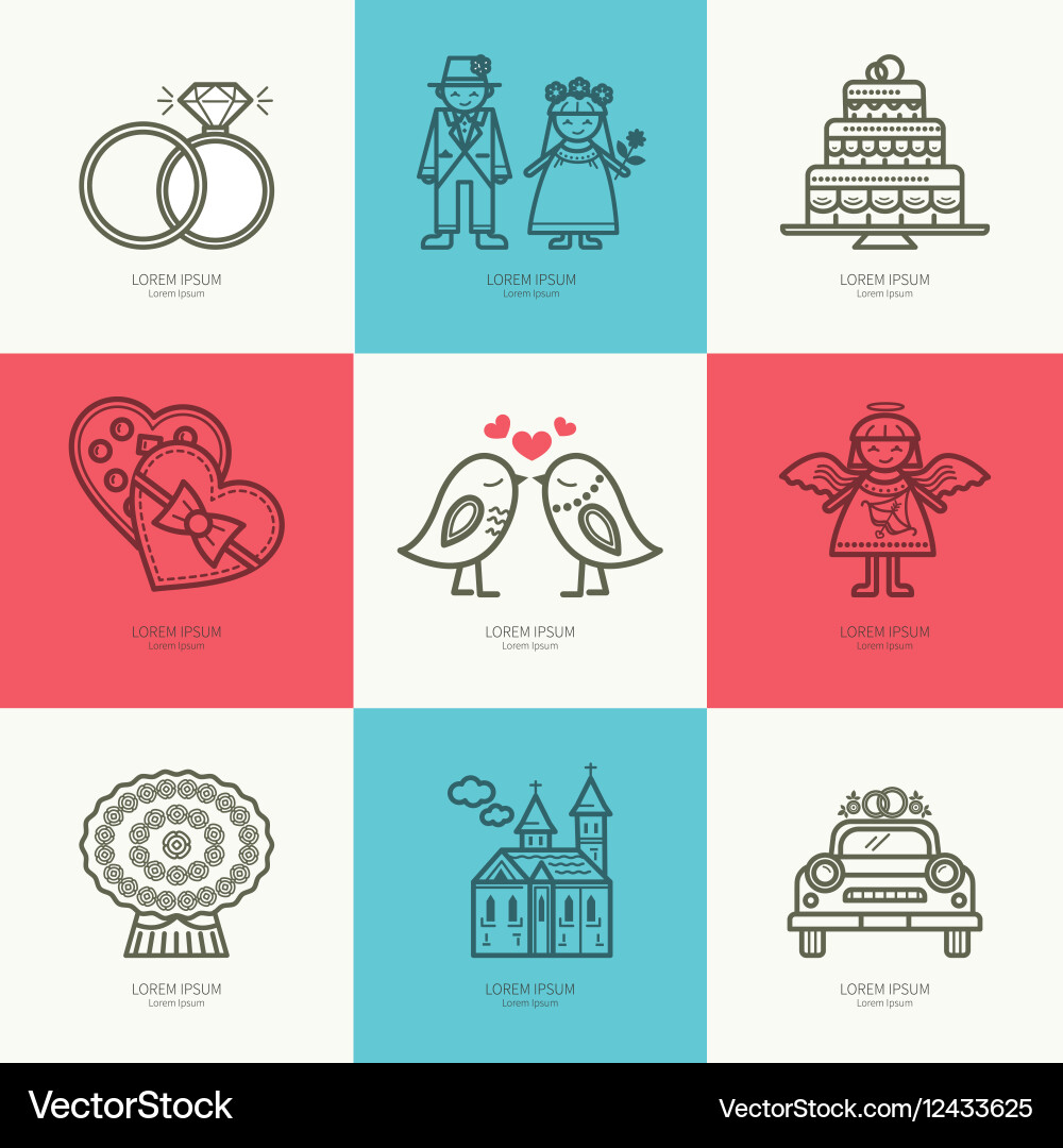 Set of romantic icons Royalty Free Vector Image