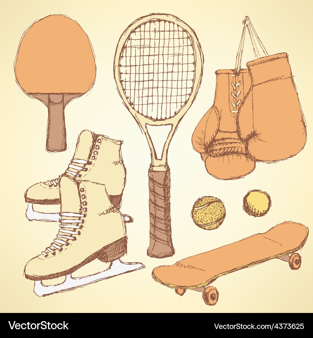 Sketch sport equipment Royalty Free Vector Image