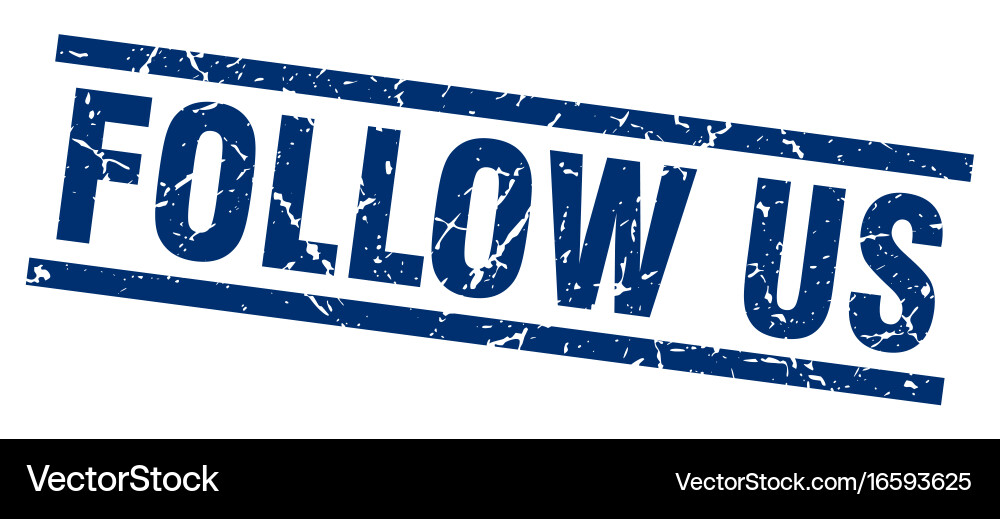 Square grunge blue follow us stamp Royalty Free Vector Image