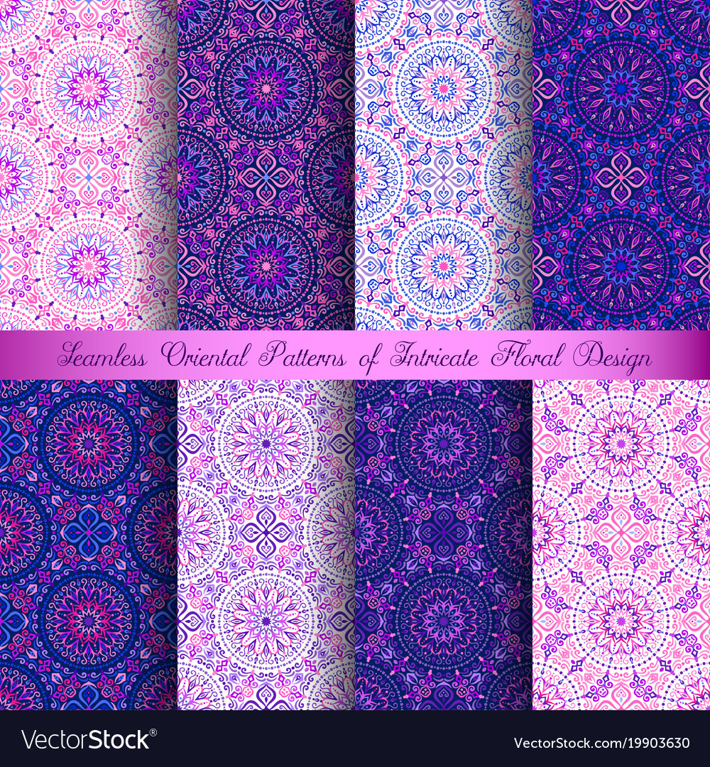 Blue arabesque patterns Royalty Free Vector Image