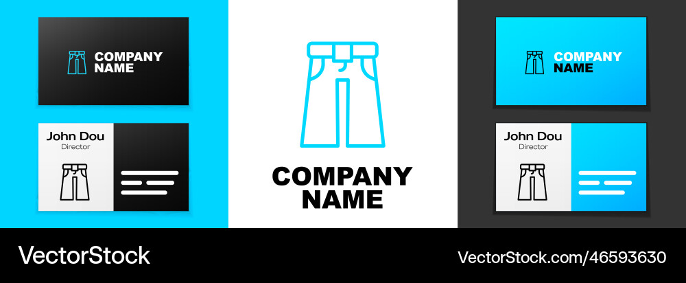 Blue line jeans wide icon isolated on white Vector Image
